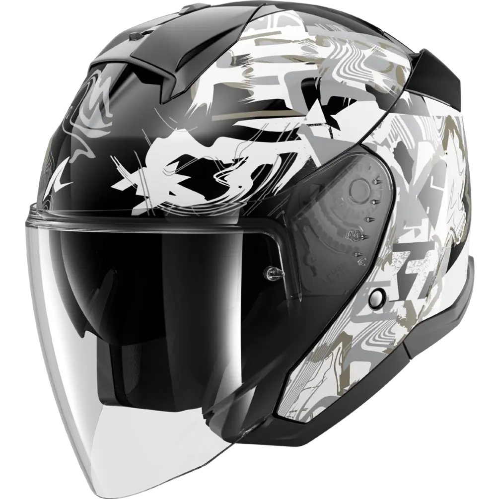 Shark Skwal Jet PRANZ Black/White/Gold Helmet (KWQ) – Regina Specialties