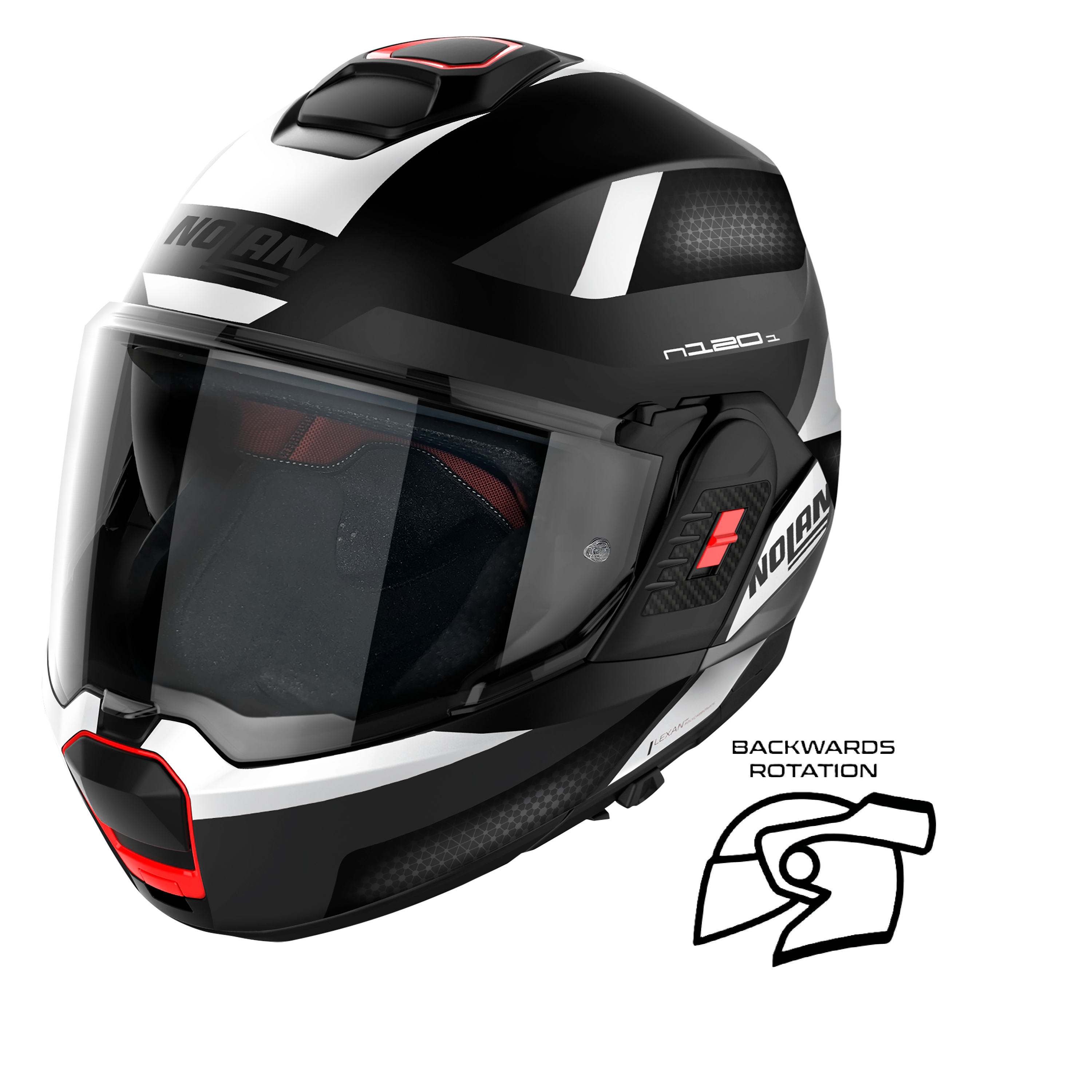 Nolan N120-1 Subway Flat Black/White 21 Flipover Helmet (DD-Ring, PSB ...