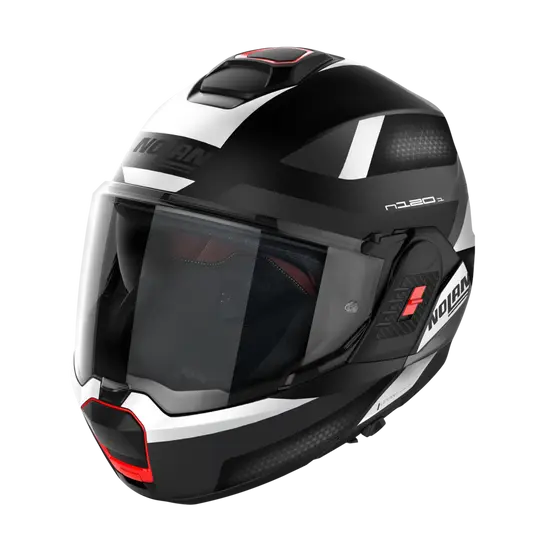 Nolan N120-1 Subway N-Com Flat Black/White 21 – Regina Specialties