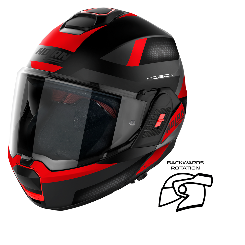 Nolan N120-1 Subway Flat Black/Red 22 Flipover Helmet (DD-Ring, PSB Ap ...
