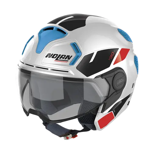 Nolan N30-4 T Blazer 029 Metal White (Light Blue/Black/Red) Helmet ...