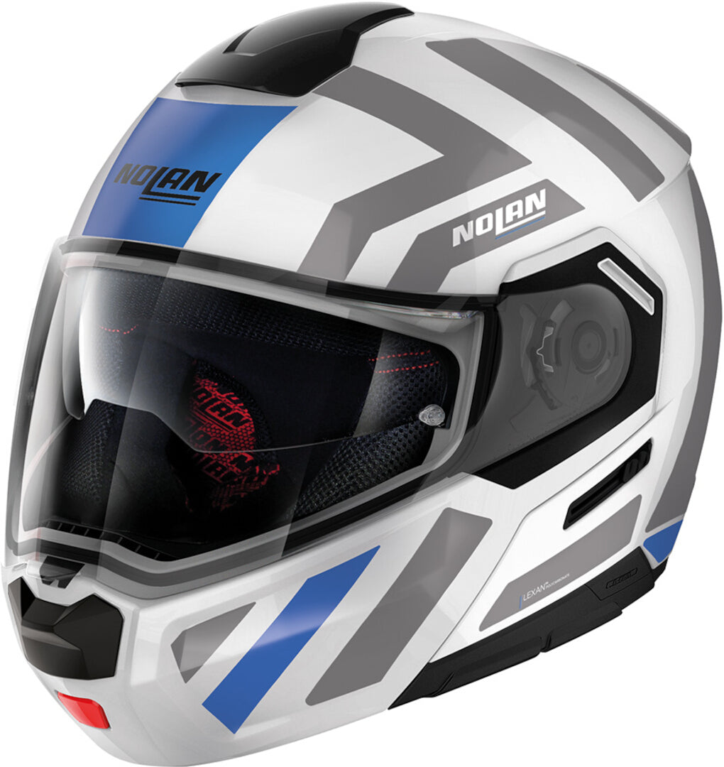 Nolan N90-3 Laneway 041 White Matt/Blue Helmet – Regina Specialties