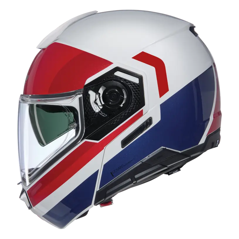 Nolan N90-3 Roboto 345 White/Red/Blue Helmet – Regina Specialties