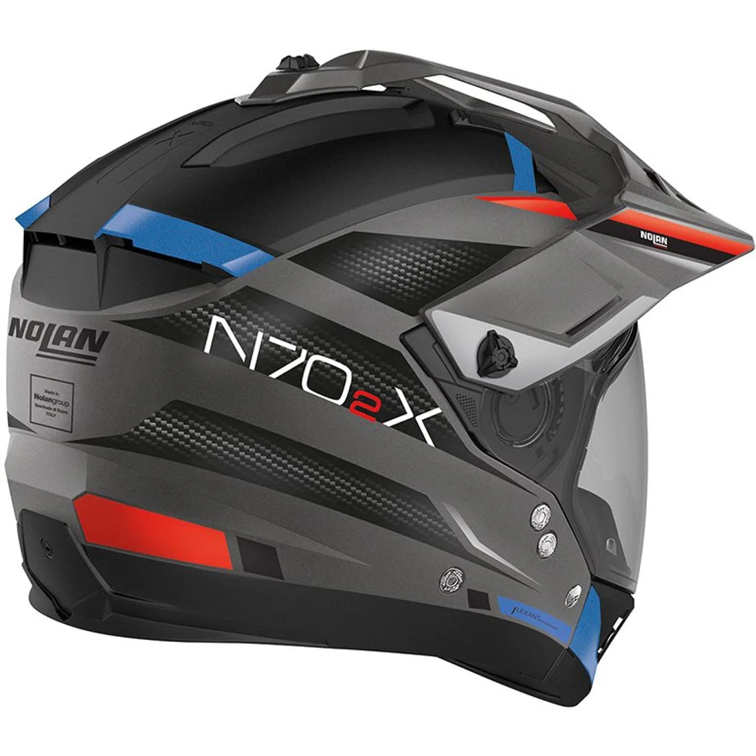 Nolan N70-2 X Earthquake 048 Flat Lava Grey/Azul/Red Helmet – Regina ...