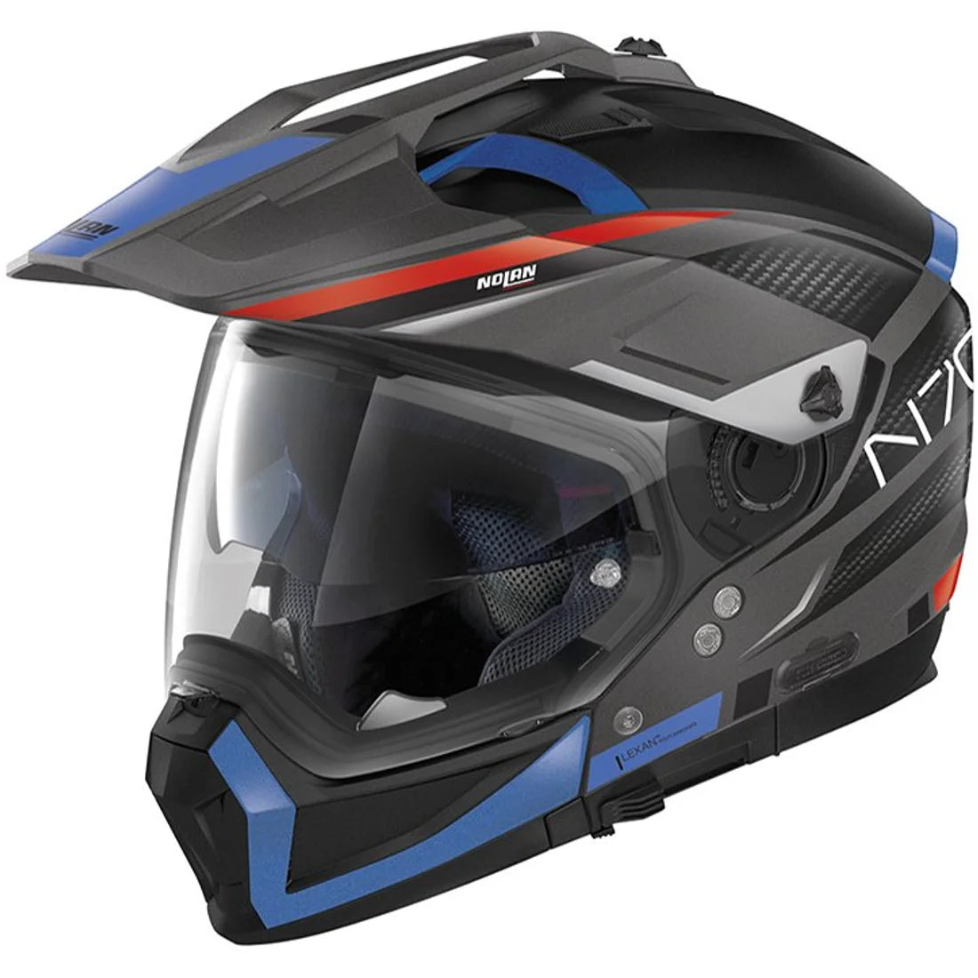 Nolan N70-2 X Earthquake 048 Flat Lava Grey/Azul/Red Helmet – Regina ...