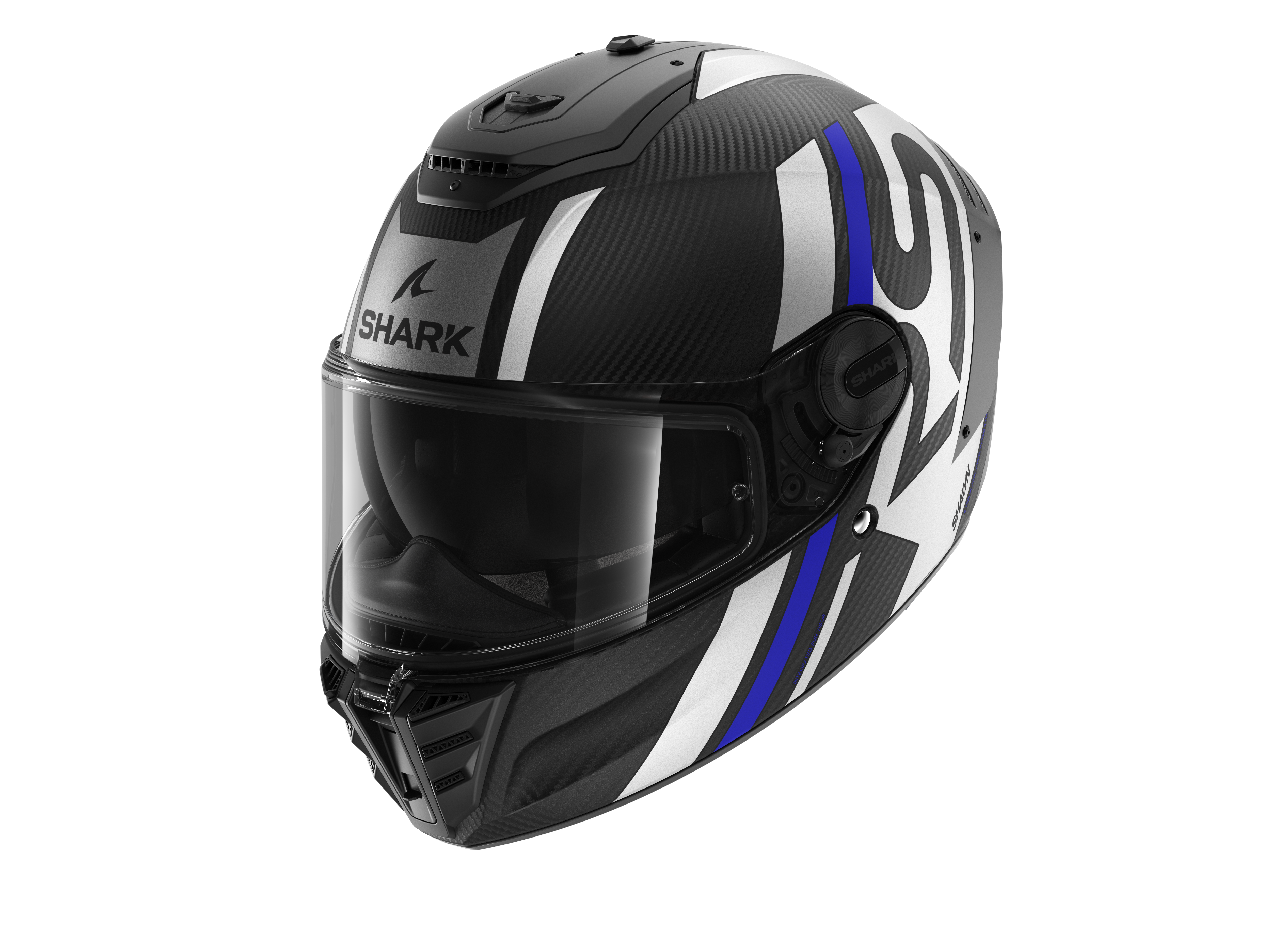 Shark Spartan RS Carbon Shawn Matt Black Grey Blue Helmet (DBS ...